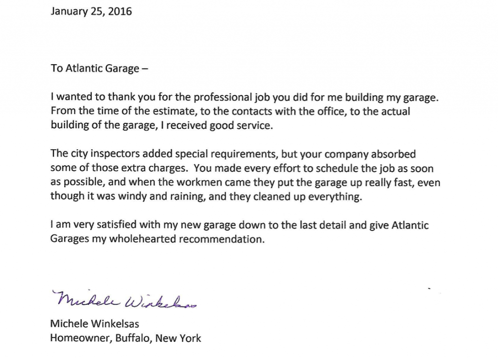 Testimonials | Custom Garage Builders Buffalo – Atlantic Garages WNY